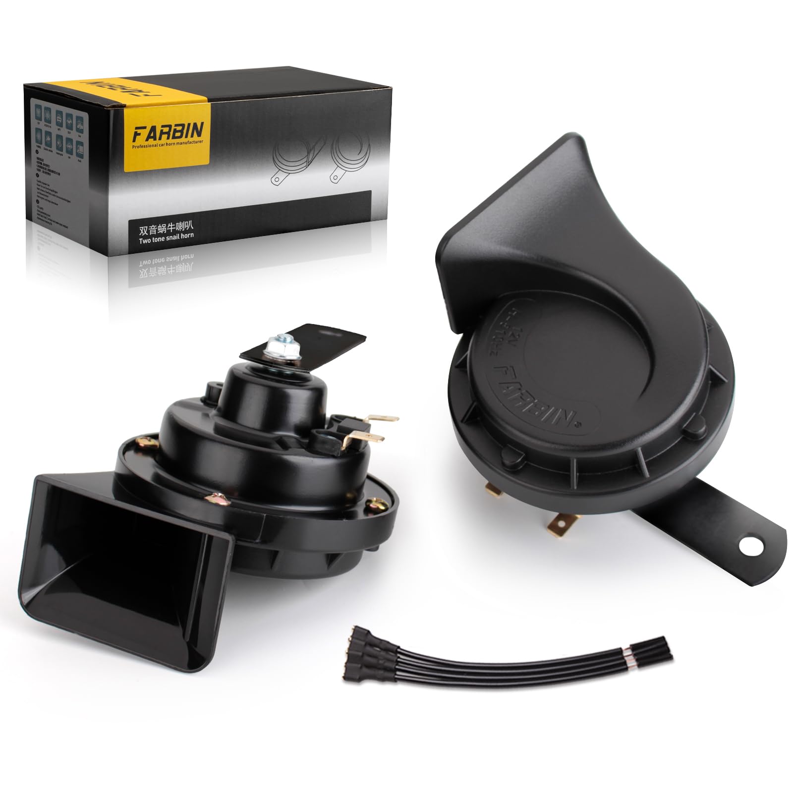 FARBIN Horns Auto Horn 12V Car Horn Loud Dual-Tone Waterproof Electric ...