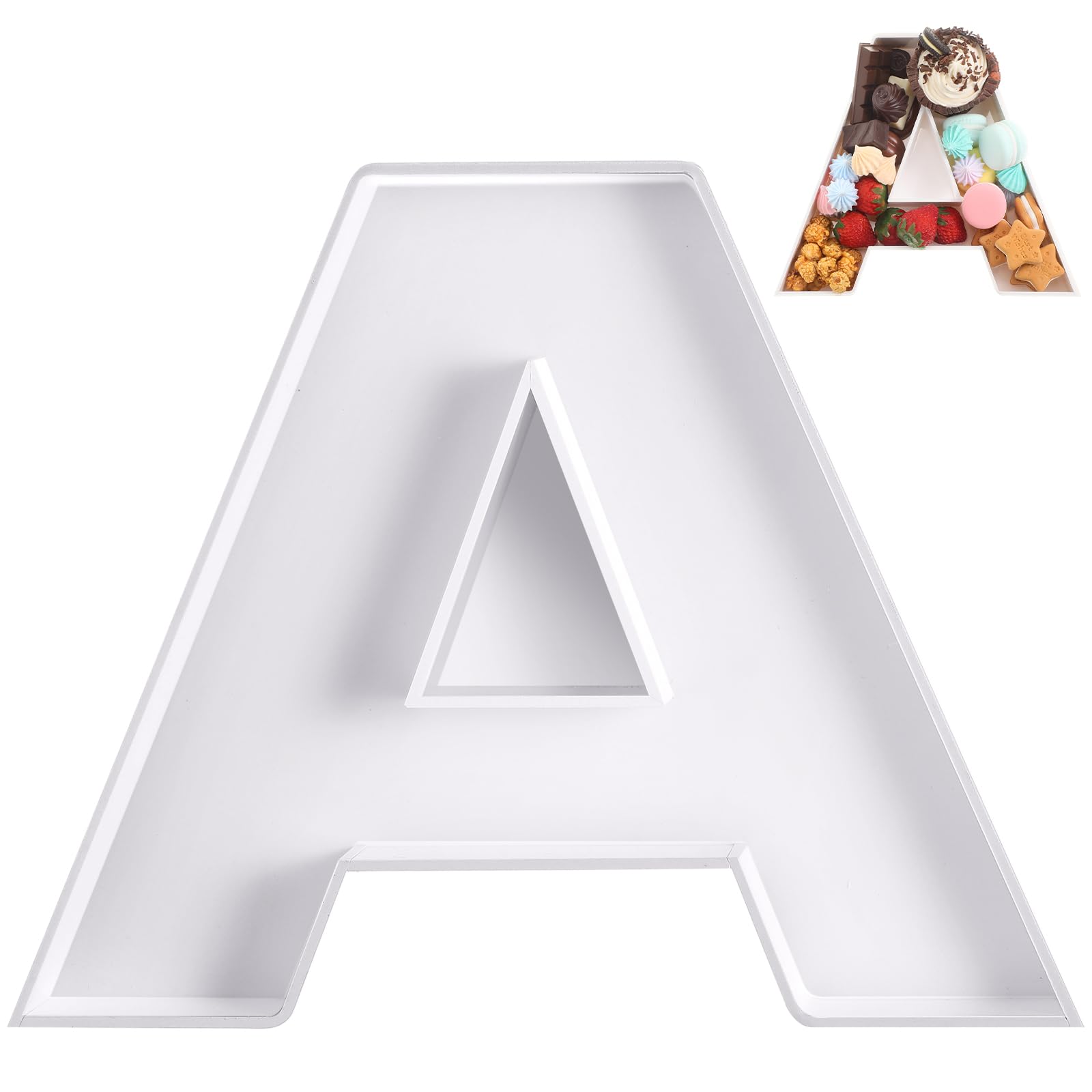 Yerliker 10'' White Acrylic Charcuterie Letter Box Plastic Fillable ...