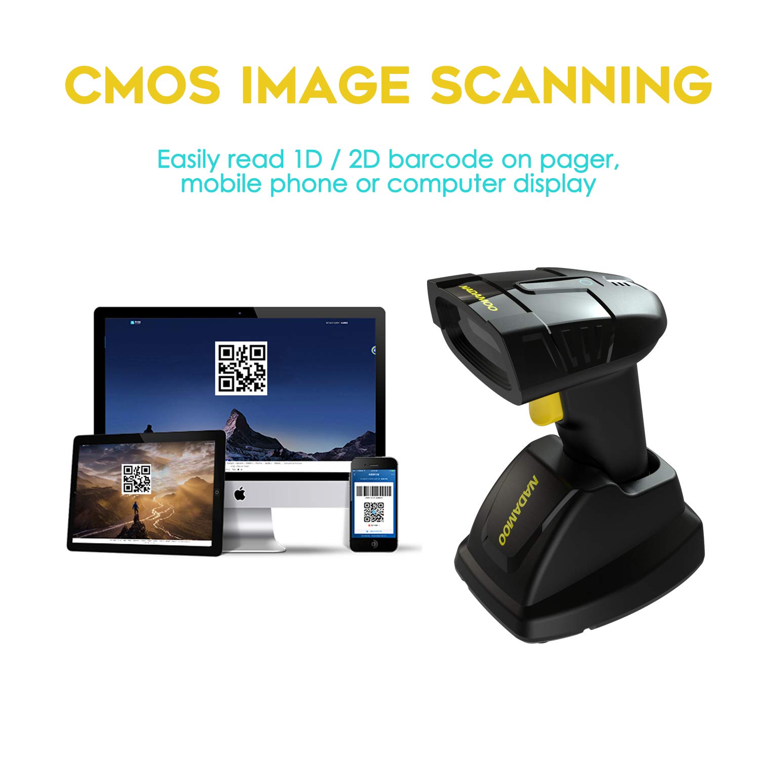Mua NADAMOO Wireless Barcode Scanner with Charging Cradle, Read 1D, 2D ...