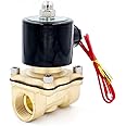 Amazon.com: Baomain 3/4 inch Brass Electric Solenoid Valve Water Air Fuels N/C Valve AC 220V ...