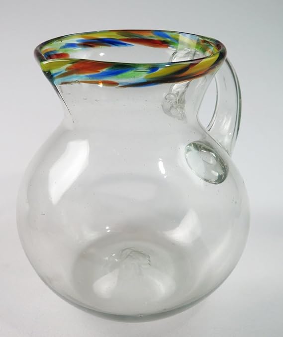 Amazon.com | Mexican Glass Margarita Confetti Rim Pitcher, hand blown ...
