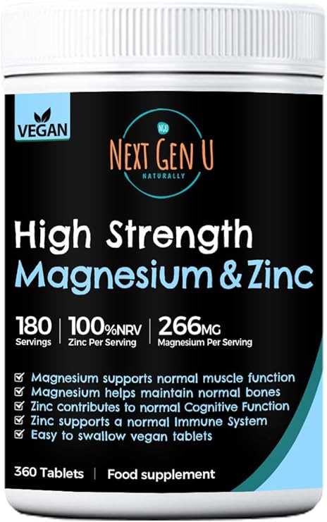 High Strength Magnesium and Zinc Tablets – 360 Vegan Tablets | 100% NRV ...