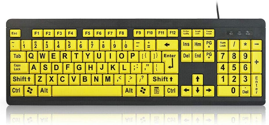Teclado de computadora con botón grande USB de alta visibilidad, letras ...