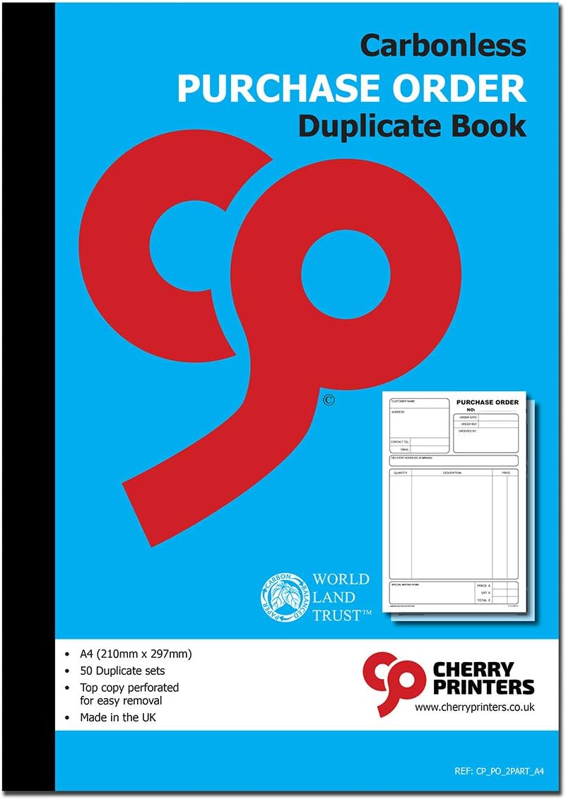 Cherry Carbonless NCR Purchase Order Books A4, A5 – Duplicate ...