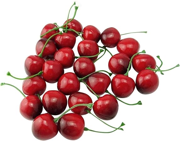 Artificial Cherries, Fake Red Cherries, Lifelike Fruit Model for Home ...