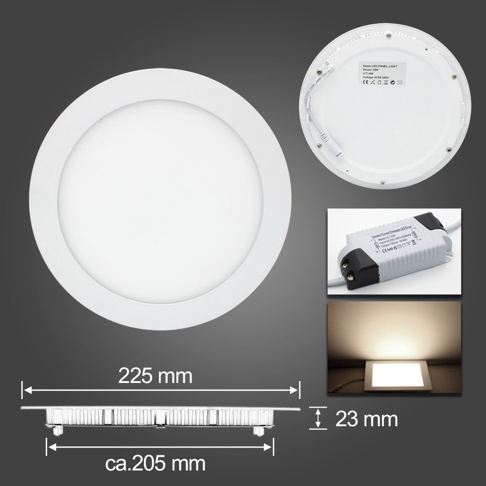 LED Panel Leuchte Dimmbar Deckenlampe Rund Ultraslim Einbaustrahler 105 ...