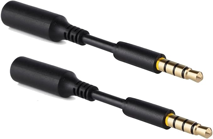 2 Pack Headset Audio Jack Extender, 3.5mm Gold Plated Headphone Audio ...