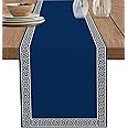Amazon.com: Modern Table Runner Geometric Greek Key Table Runners Navy ...