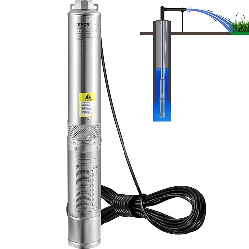 VEVOR Deep Well Submersible Pump, 3HP/2200W 230V/60Hz, 37GPM Flow 640 ...