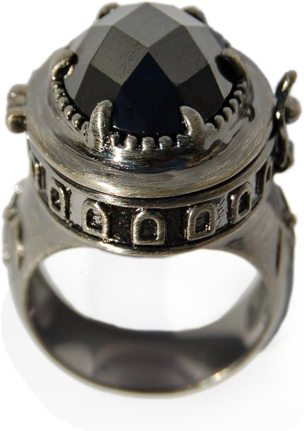 Stunning Massive Gothic Poison ring with secret compartment. Black ...