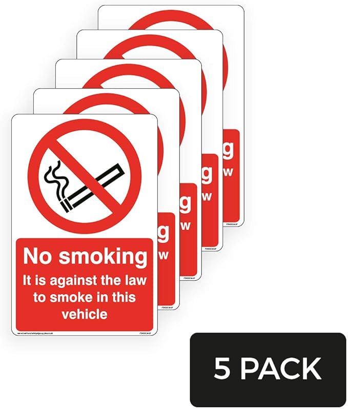 No Smoking, It's Against the Law to Smoke In This Vehicle Sign ...