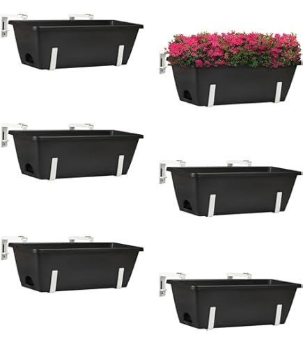 Bama Adjustable Railing Planter Black