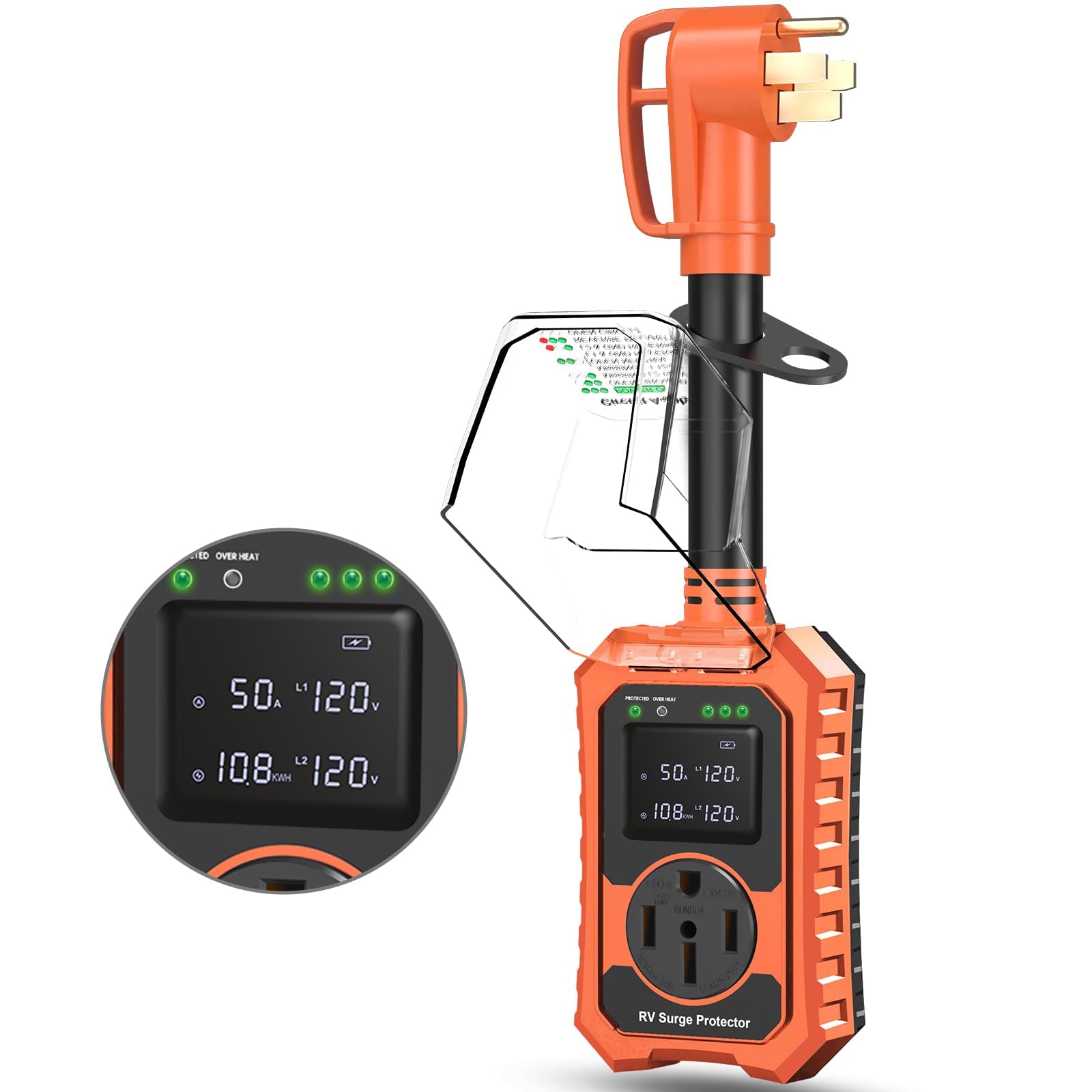 Losrik RV Surge Protector 50 Amp Waterproof- Smart 50Amp Power ...