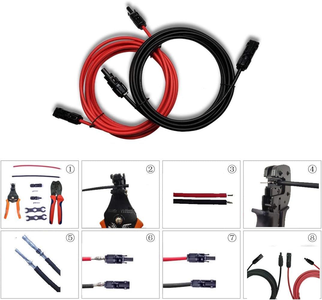 Witproton 10 feet 20 Feet 10AWG 12AWG 1500V Solar Panel Extension Cable ...