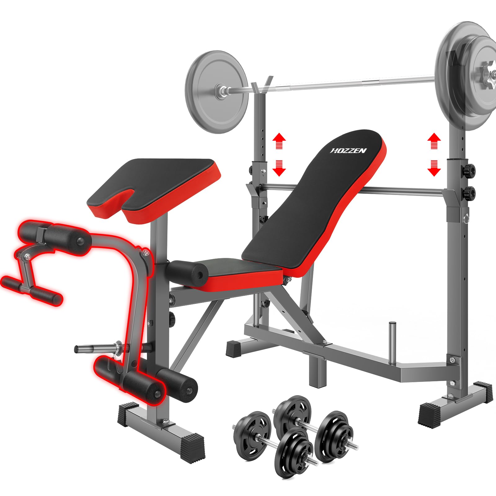 Mua Hozzen 6-in-1 Adjustable Weight Bench 660LB Olympic Workout Bench ...