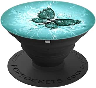 Amazon.com: Butterfly - Green Teal Butterfly Design PopSockets Grip and ...