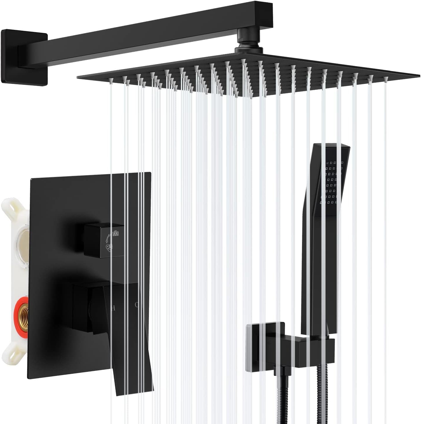 Qomolangma 10 inch Rain Shower System, Black Shower Faucet Set with ...