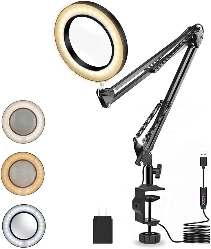 Amazon.com: Magnifier Desk Lamp with Swivel Magnifying Glass, NEWACALOX ...