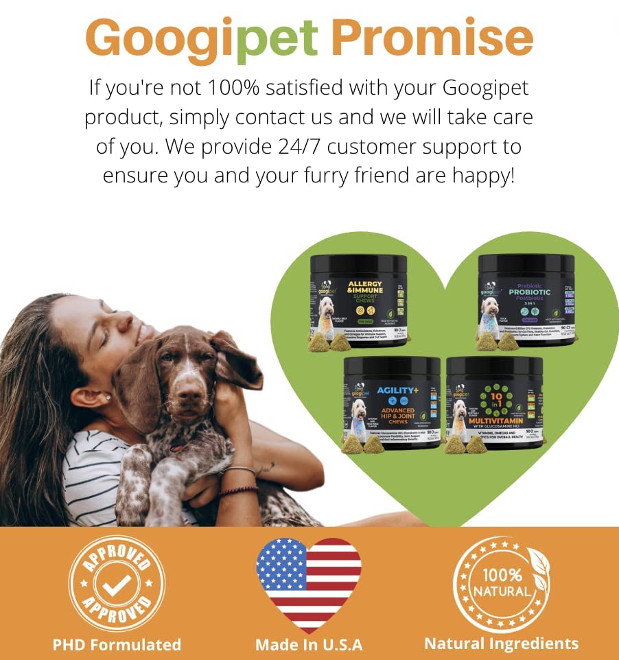 Googipet 10 in 1 Dog Multivitamin with Dog Probiotics for Gut Health, Dog Vitamins and ...