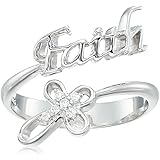 Amazon.com: Bob Siemon Sterling Silver "Faith" Ring, Size 8: Jewelry