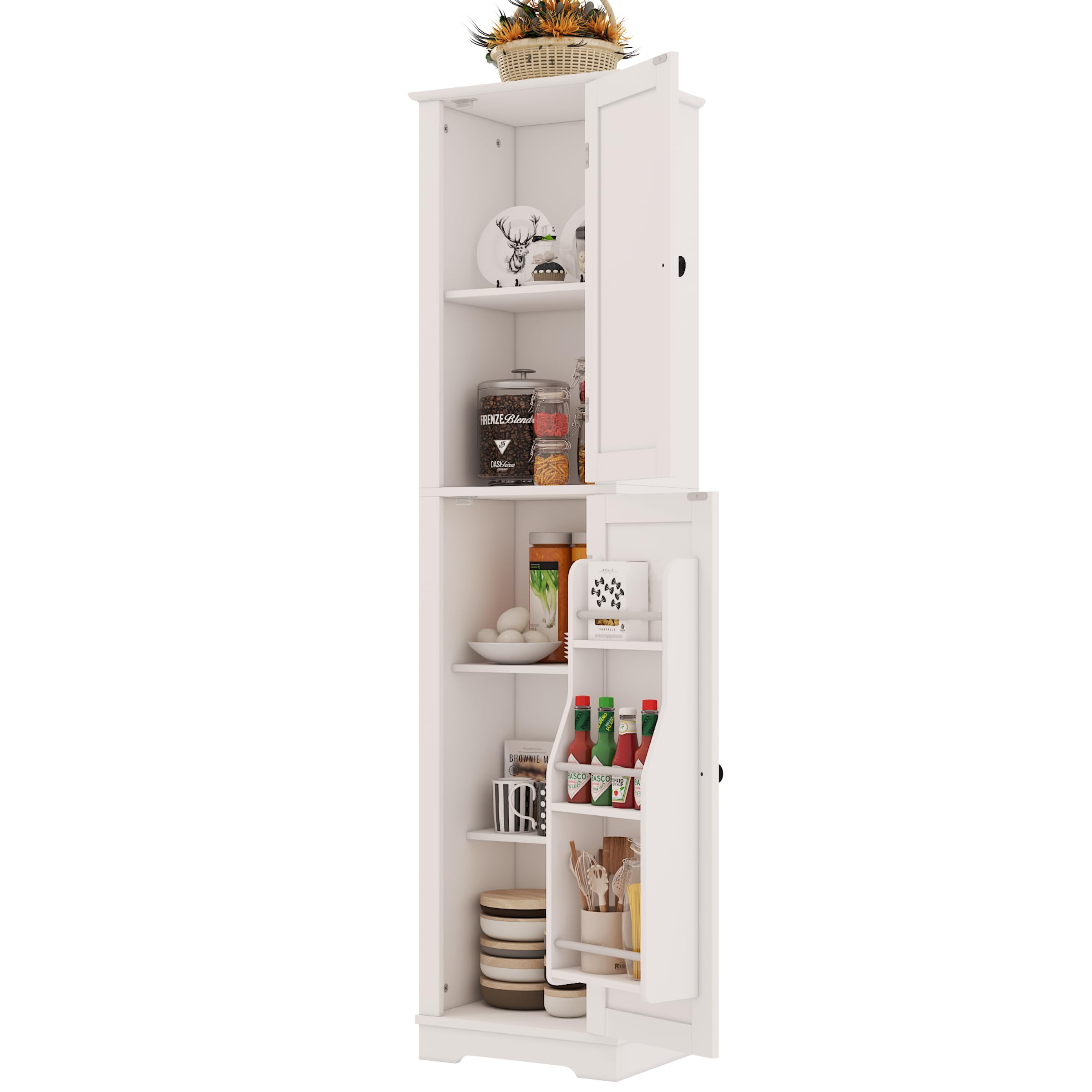 Function Home Tall Bathroom Storage Cabinet, 64" Slim Kitchen Pantry ...
