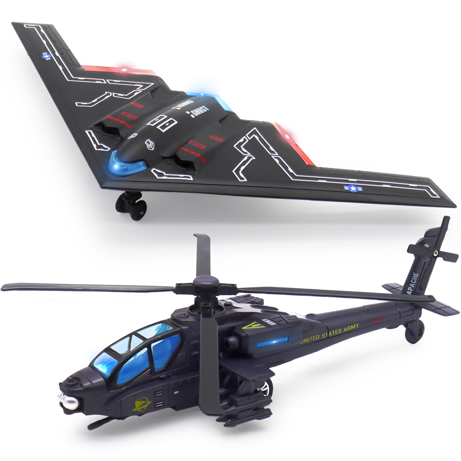 Dollox Double Metal Army Fighter Jet and Helicopter Airplane Toys Model ...