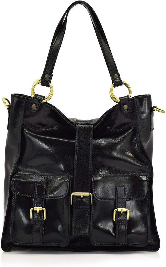 Vera Pelle Large spacious shopping bag on a frame made from high ...