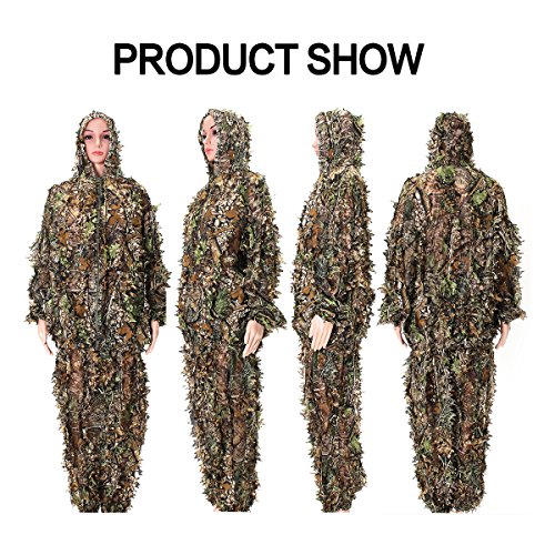 OUTERDO Camo Suits Ghillie Suits 3D Leaves Woodland Camouflage Clothing Army Sniper Military ...