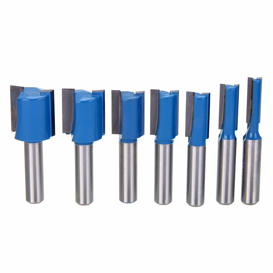 7pcs 8mm Shank Straight/Dado Router Bit Set 6mm 8mm 10mm 12mm 14mm 18mm ...