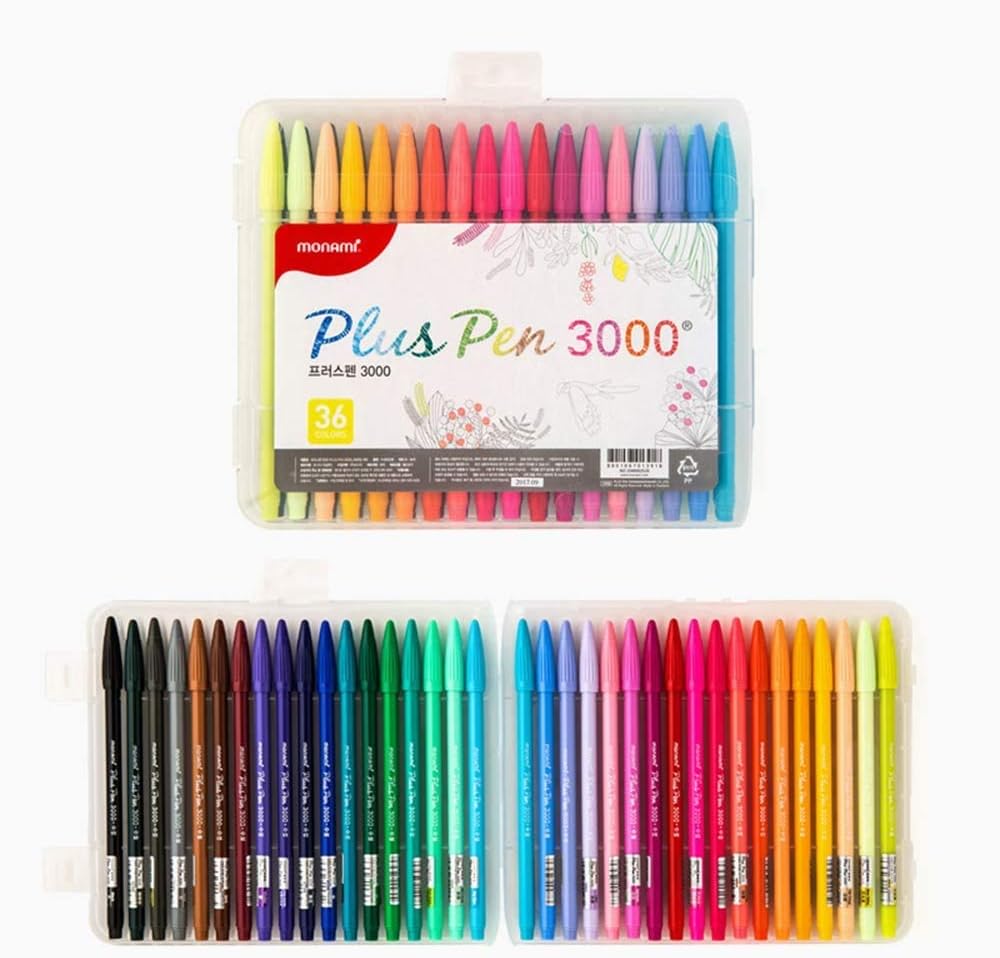 MONAMI Plus Pen 3000 Felt Tip Pens, Fine Point (0.4mm), Coloring ...