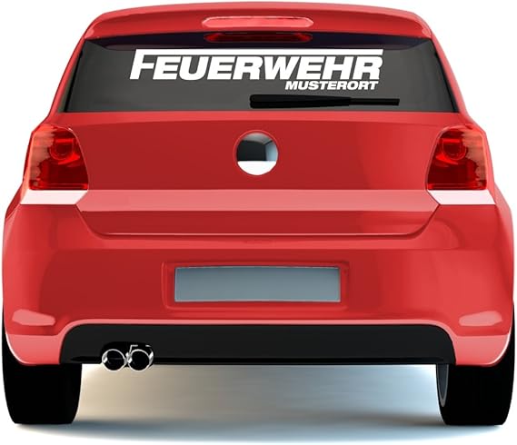 malango® Feuerwehr Schriftzug mit Wunschort (klein) Autoaufkleber ...
