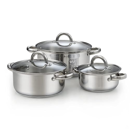 Cook N Home Sauce Pot Stainless Steel Stockpot with Glass Lid, Basic ...