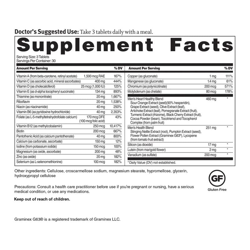 Dr. Sinatra Heart Healthy Multivitamin For Men With Vitamin D 1000 IU ...