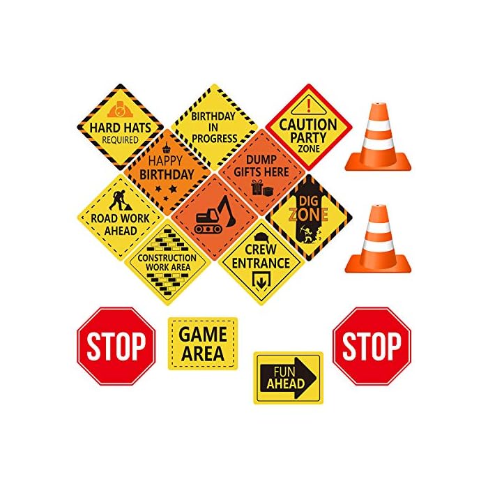 Buy TUPARKA Construction Themed Party Decorations,16pcs Double Sided ...