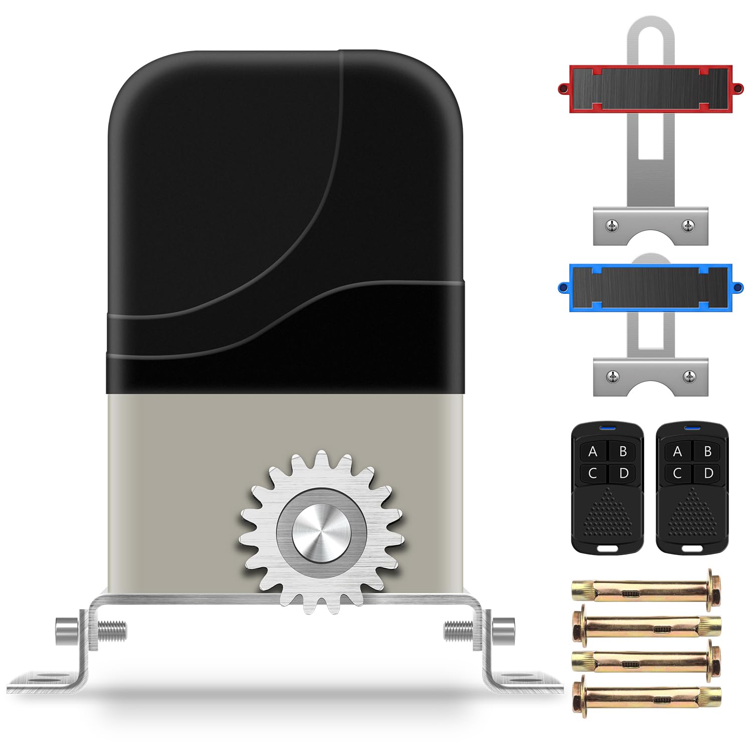 Blütezeit Automatic Sliding Gate Opener with 2 Remote Controls, Rack ...