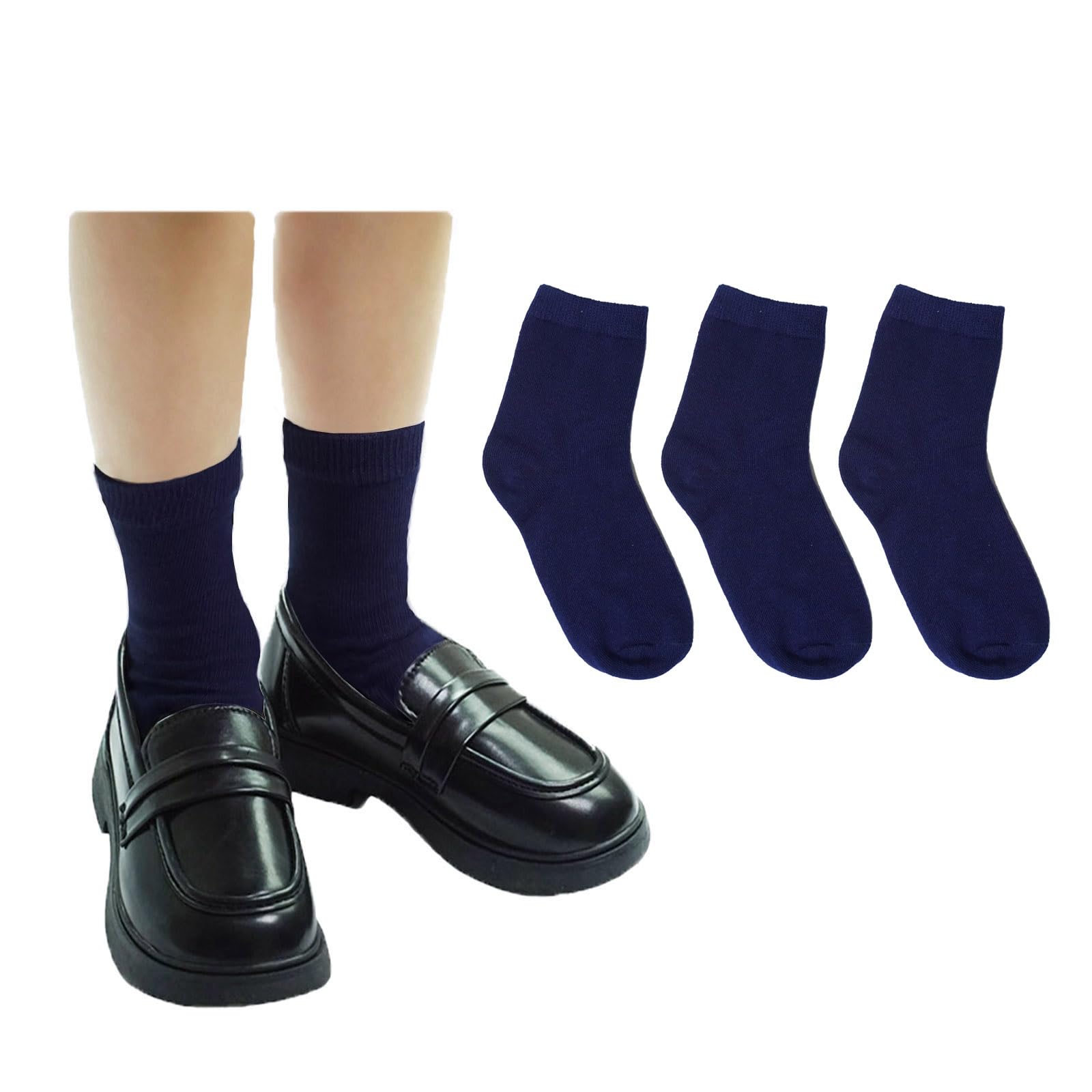 Prupoky Boys Dress Socks 3 Pairs Kids Boys Girls Crew Dress Sock Cotton ...