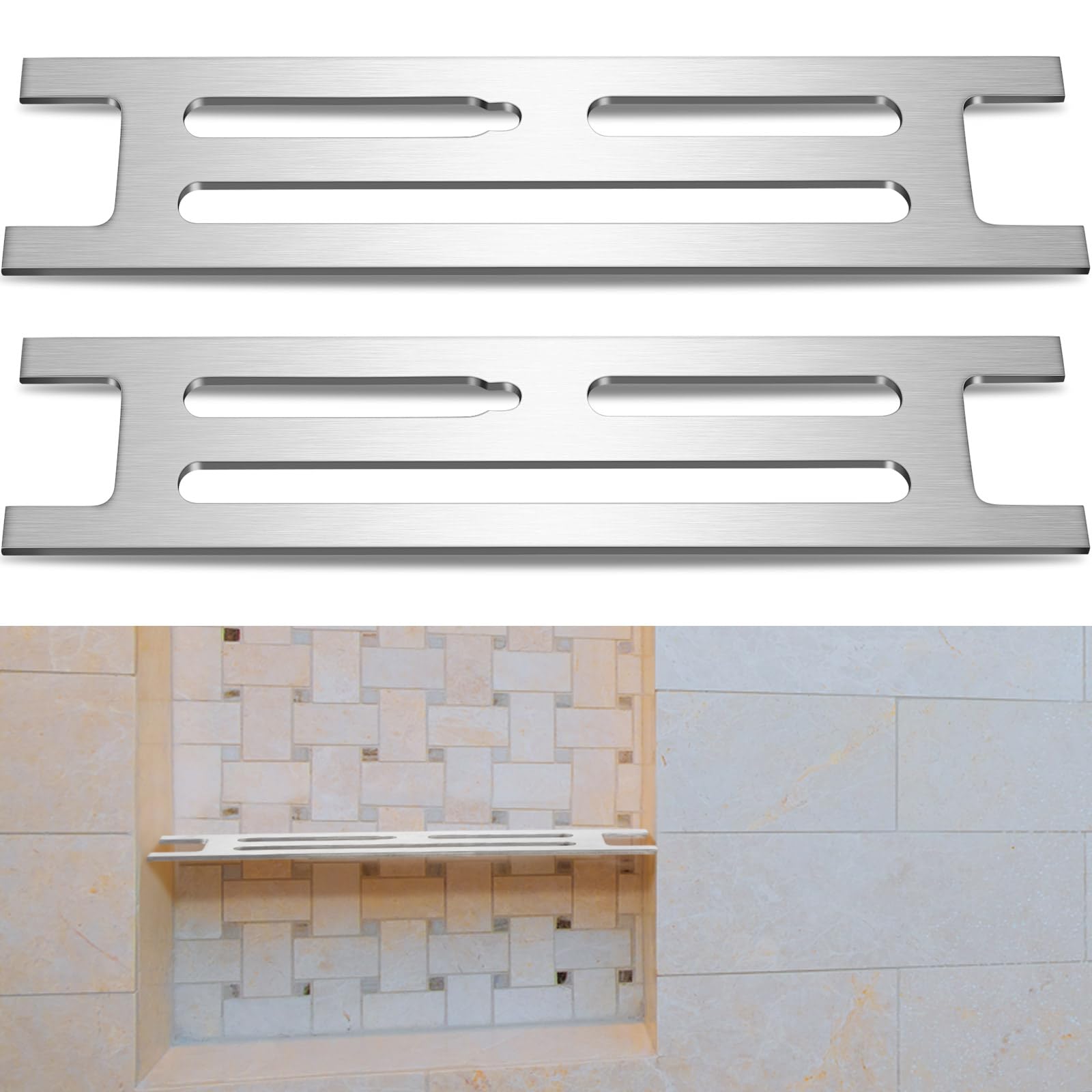 Teenyyou 2 Pcs Shower Niche Shelf for 12" Prefabricated Niches Fits 1/8 ...