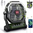 Amazon.com: Portable Camping Fan，12000mAh 5 IN 1 Rechargeable Personal ...
