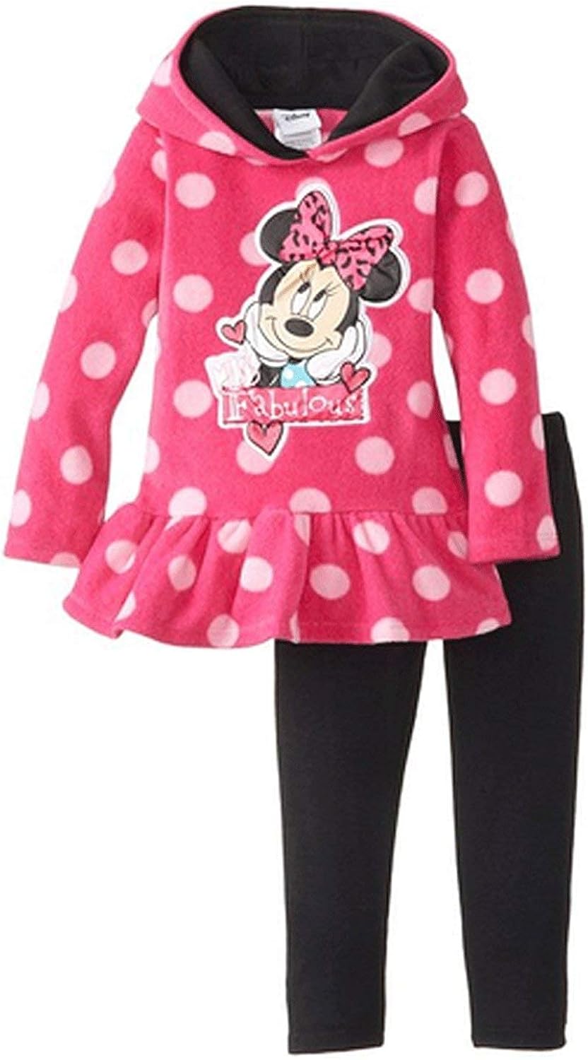 Amazon.com: Disney Little Girls' Minnie Mouse 2 Piece Polka Dot Fleece ...