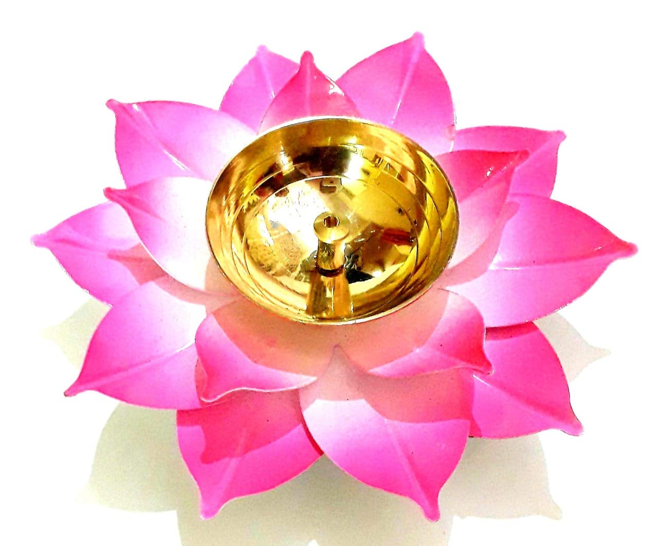 Buy S.S TRADERS Yellow Brass Lotus Diya in Pink Colour Kamal Diya Nanda ...