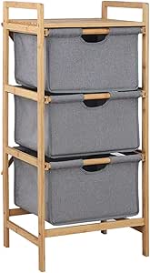 Amazon.com: 3-Tier Organizer Storage Shelf with Bamboo Frame and Pull ...