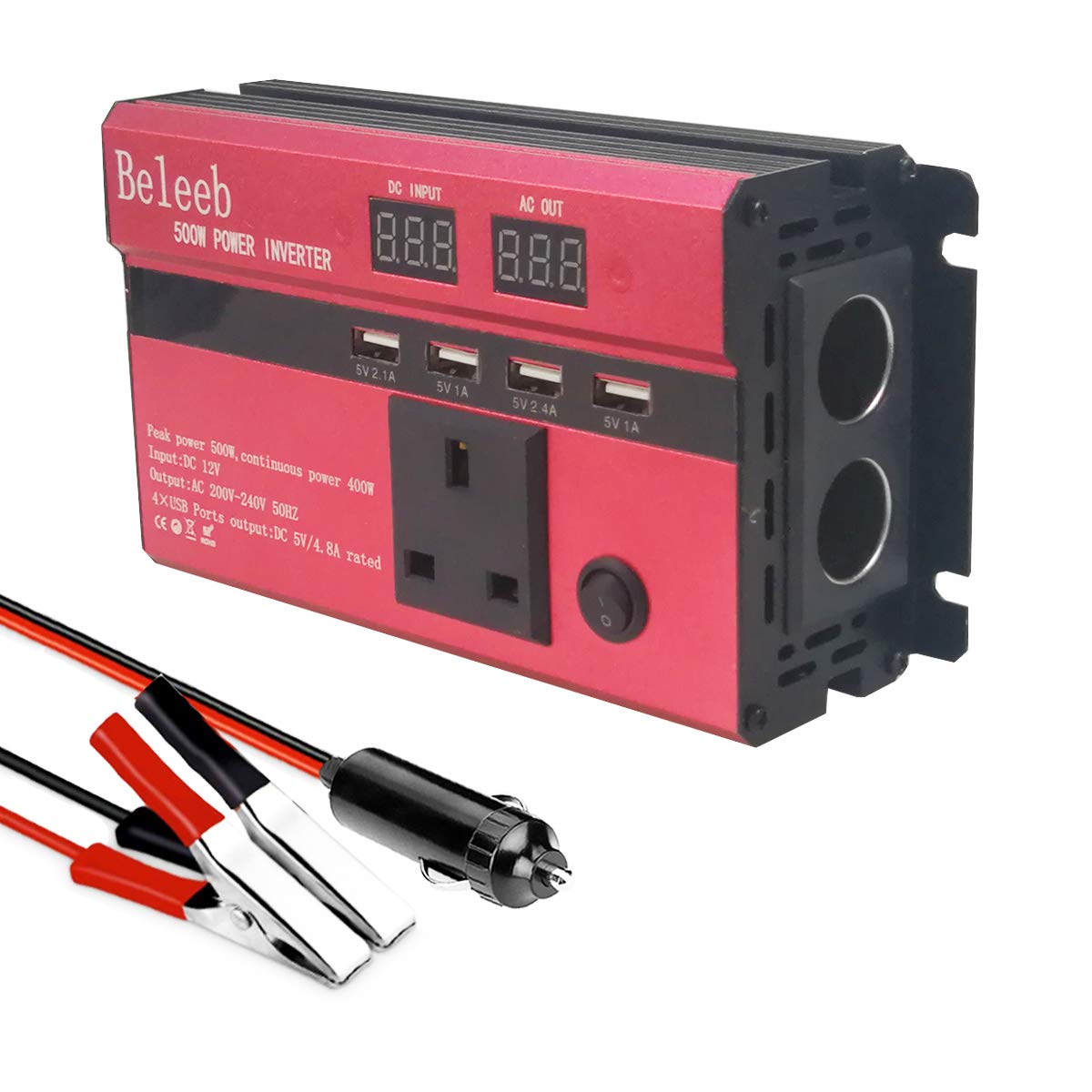 Buy Beleeb Car Power Inverter,500W 【350W Continuous】 Car Power ...