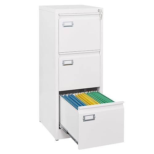 SISESOL 3 Drawer File Cabinet with Lock and Tag,Narrow Three Drawer ...