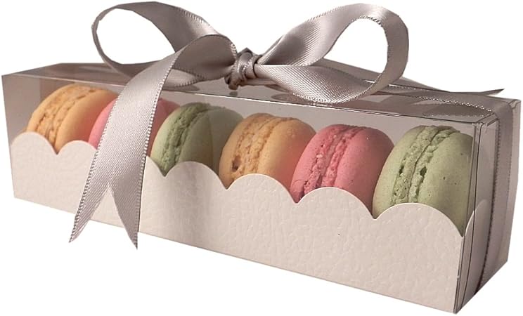 Macaron boxes with clear sleeve - can hold 6 macarons: Pack of 10 ...