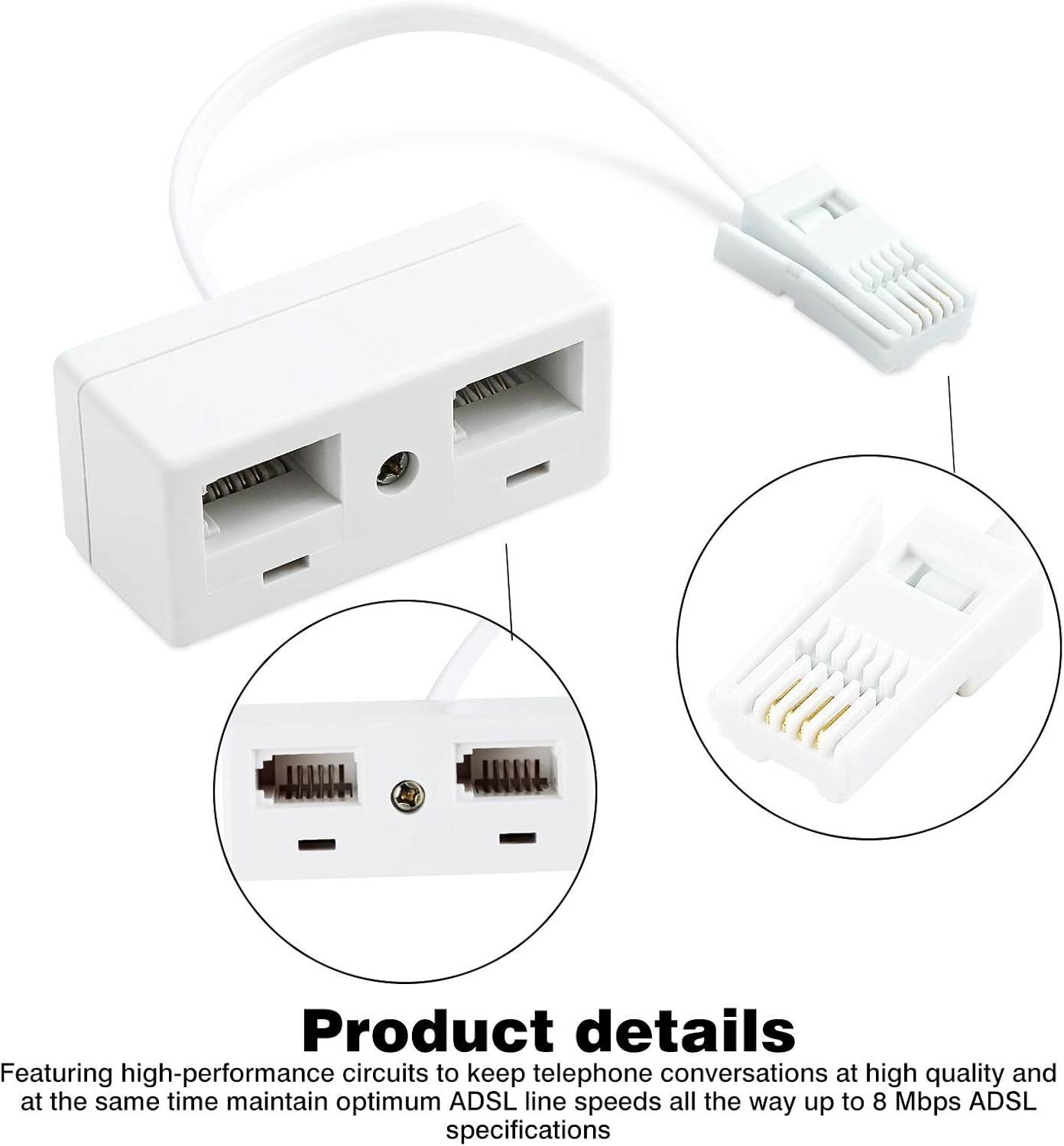 HSEAMALL 5PCS One UK BT Plug to Two UK BT Telephone Splitter Socket ...