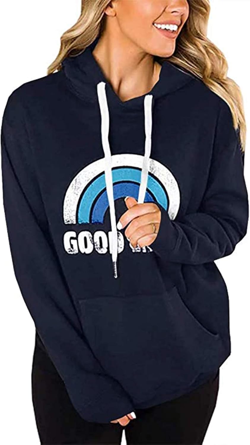 Onsoyours Mujer Sudadera con Capucha Manga Larga Deporte Good Vibes ...