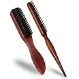Amazon.com : Slick Back Hair Brush, 2 PCS Wood Handle Edge Brush Set ...