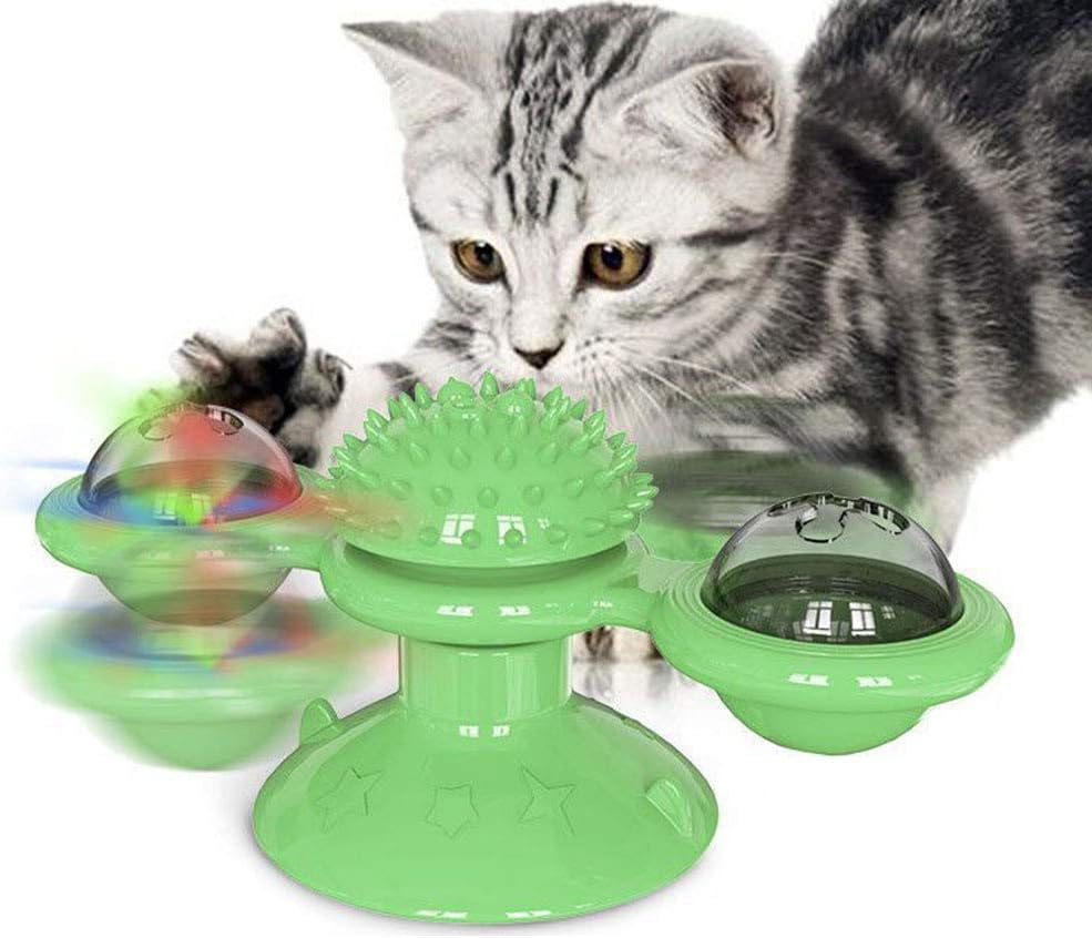 Amazon.com : mosa store Pinwheel cat Toy with Led Ball and Catnip Ball ...