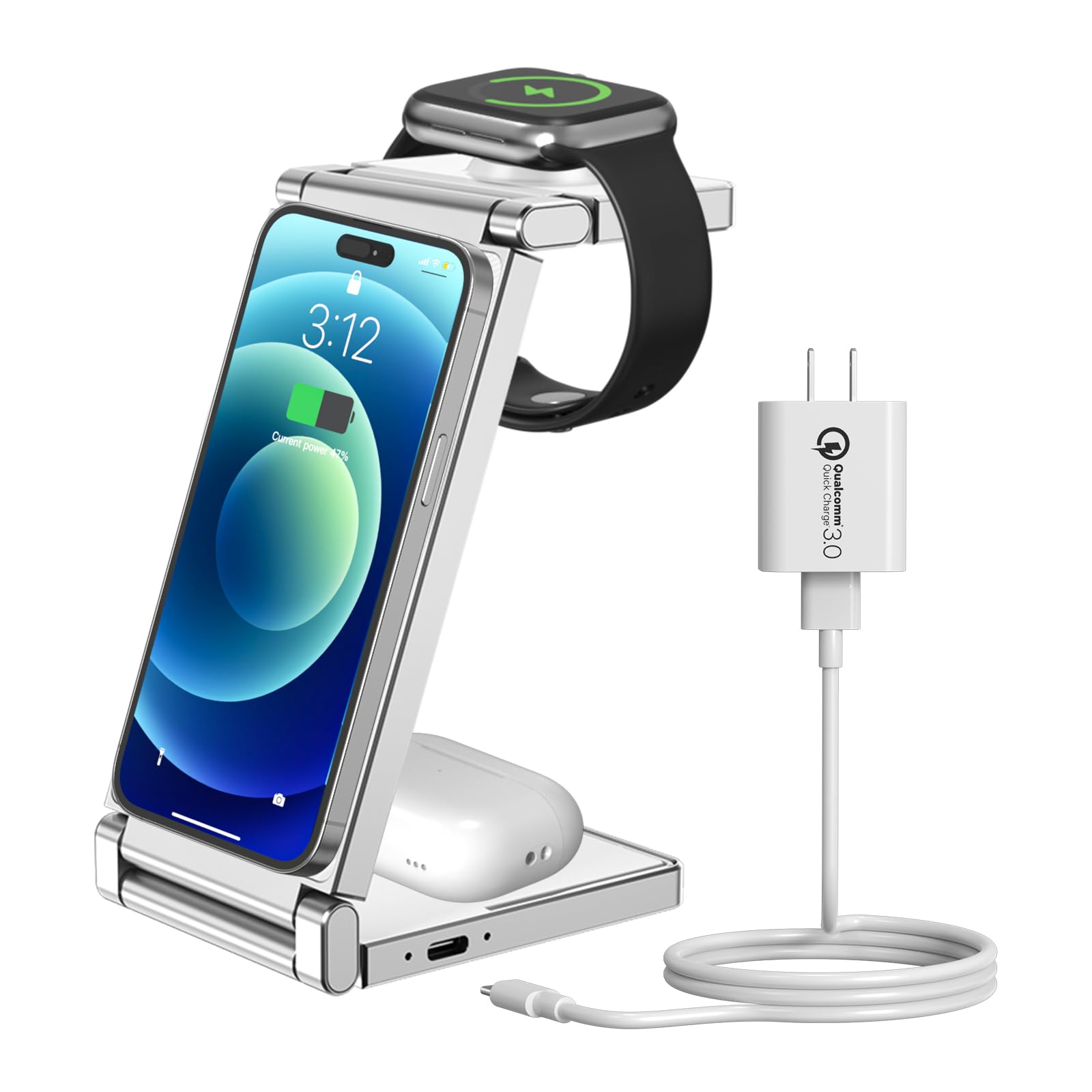 MagSafe Charging Station,4 in 1 Foldable Wireless Charger,Aluminum ...