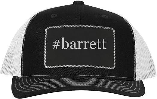 #Barrett - Leather Hashtag Black Patch Engraved Trucker Hat, Black ...